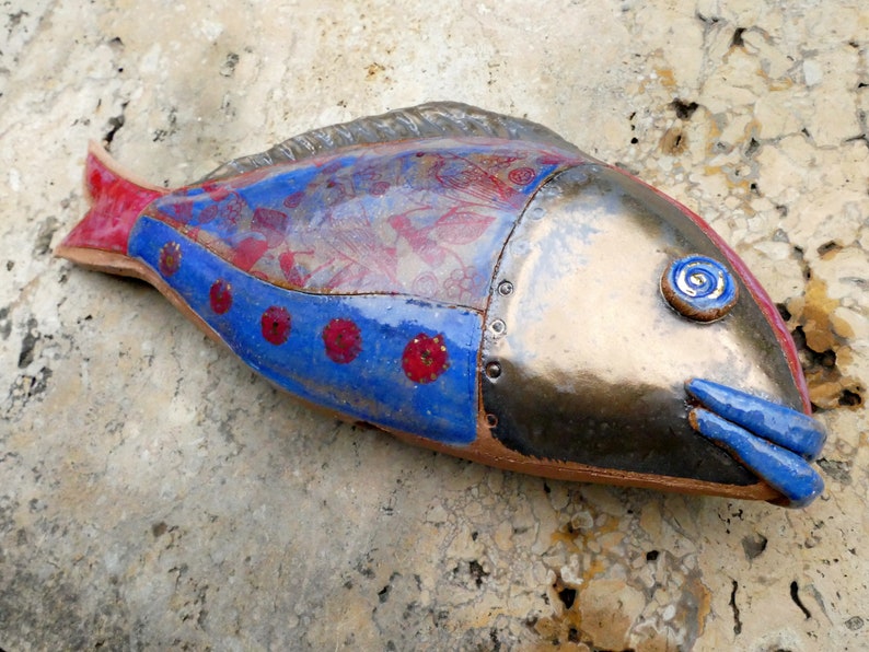 Ceramic Fish Garden Art Garden Decor | Etsy