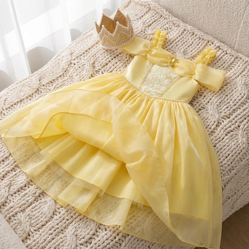 Belle Dress for Girls : Disney Princess Gown, Yellow Princess Costume ...