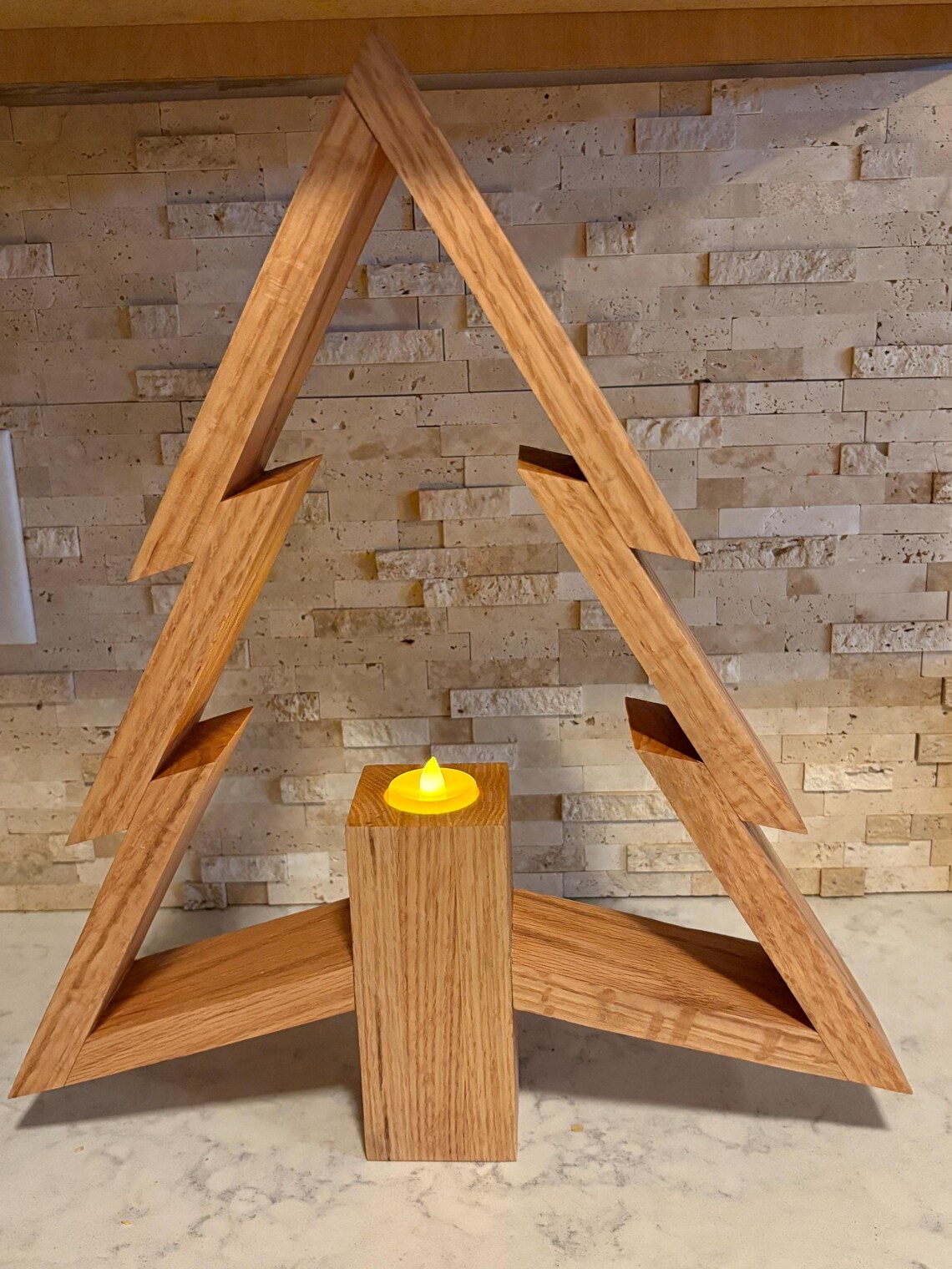 Handcrafted Wooden Christmas Tree Display With Candle Pedestal - Etsy