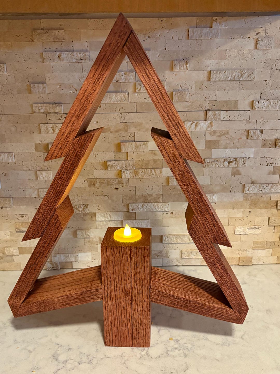 Handcrafted Wooden Christmas Tree Display With Candle Pedestal - Etsy