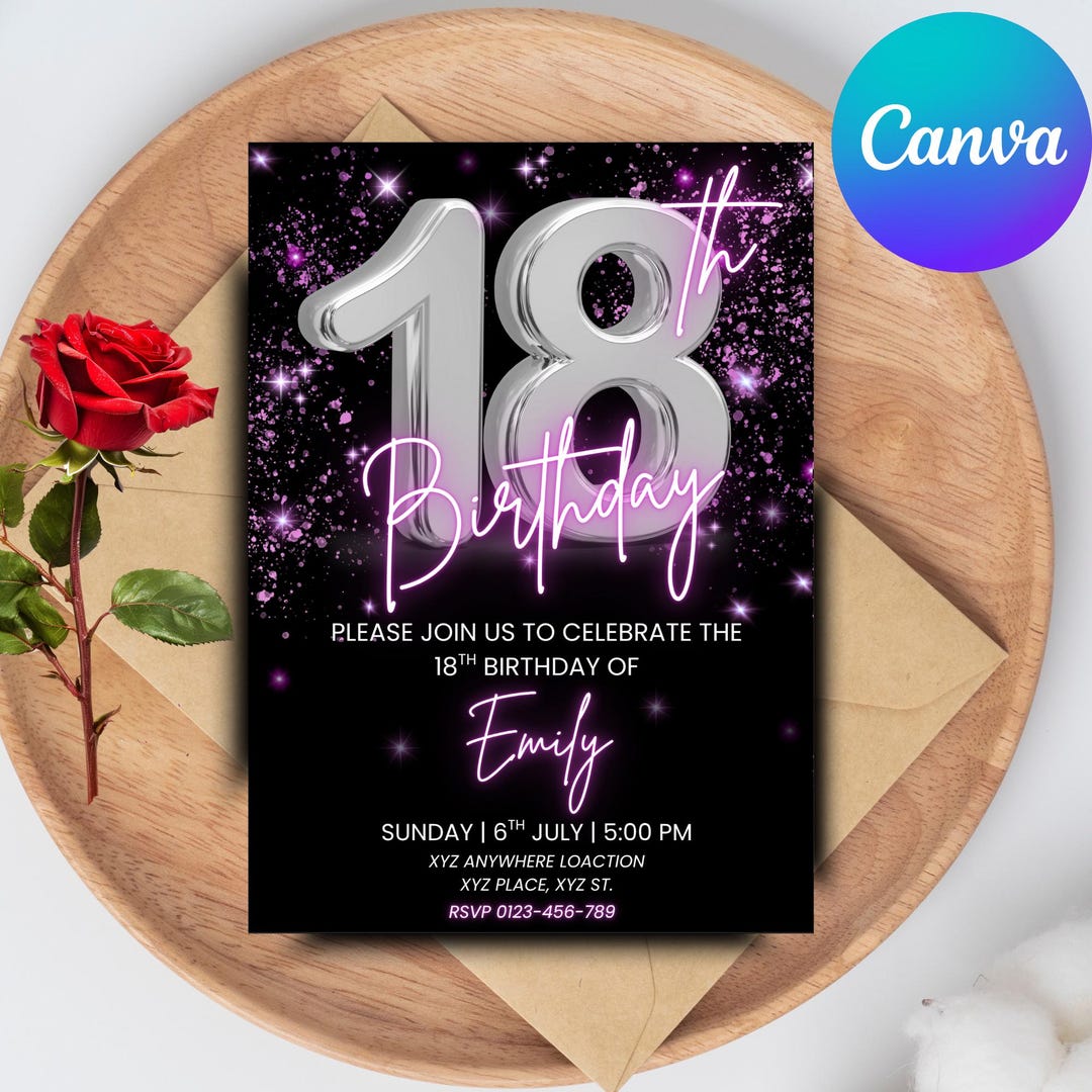 Digital 18th Birthday Invitation, Animated 18th Birthday Party Invite ...