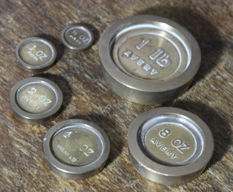 Set of 6 Stackable Vintage AVERY Brass Apothecary Weights From 1/2 ...