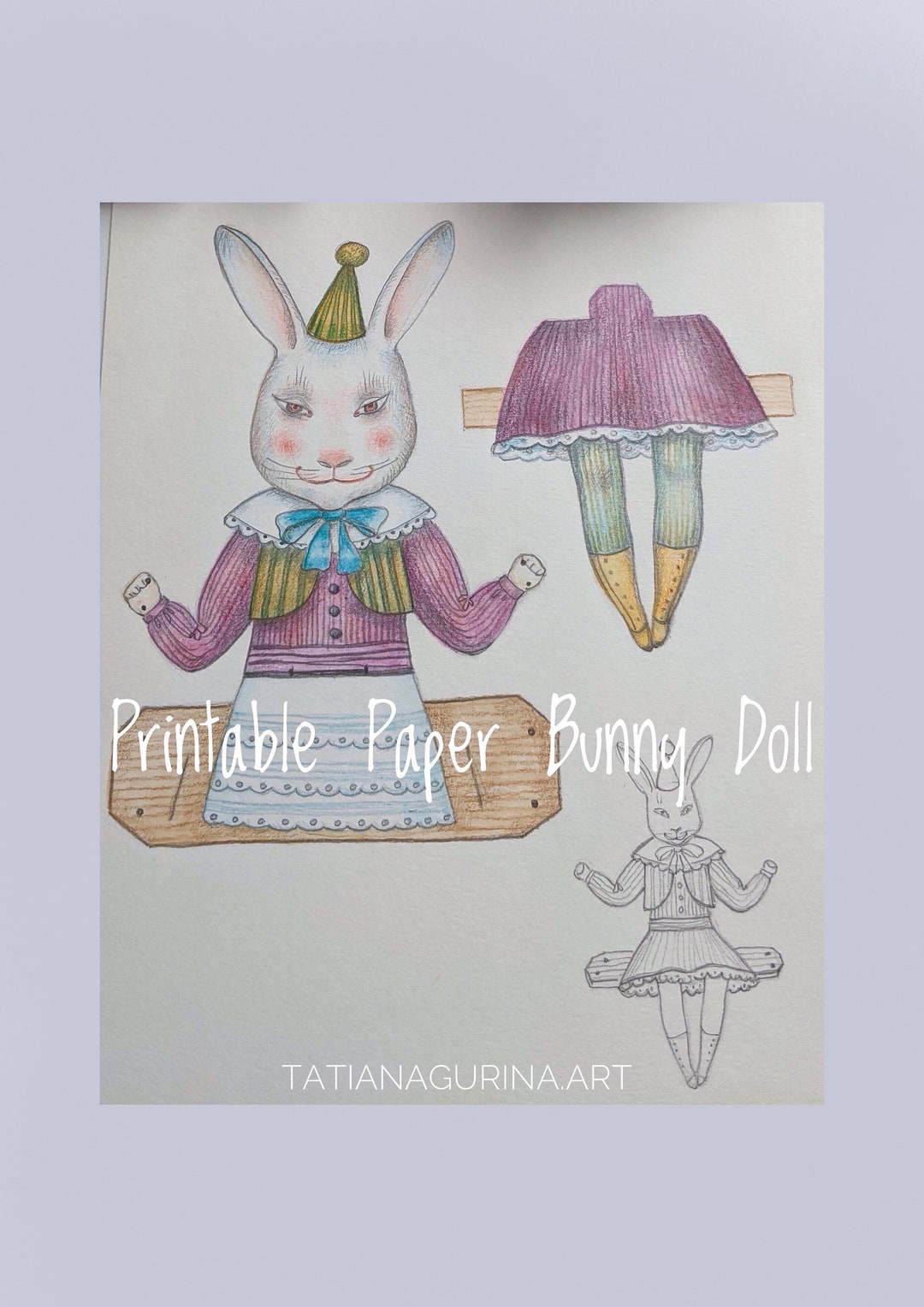 Printable Bunny Paper Doll: Rabbit Girl on Swing (digital Download) - Etsy