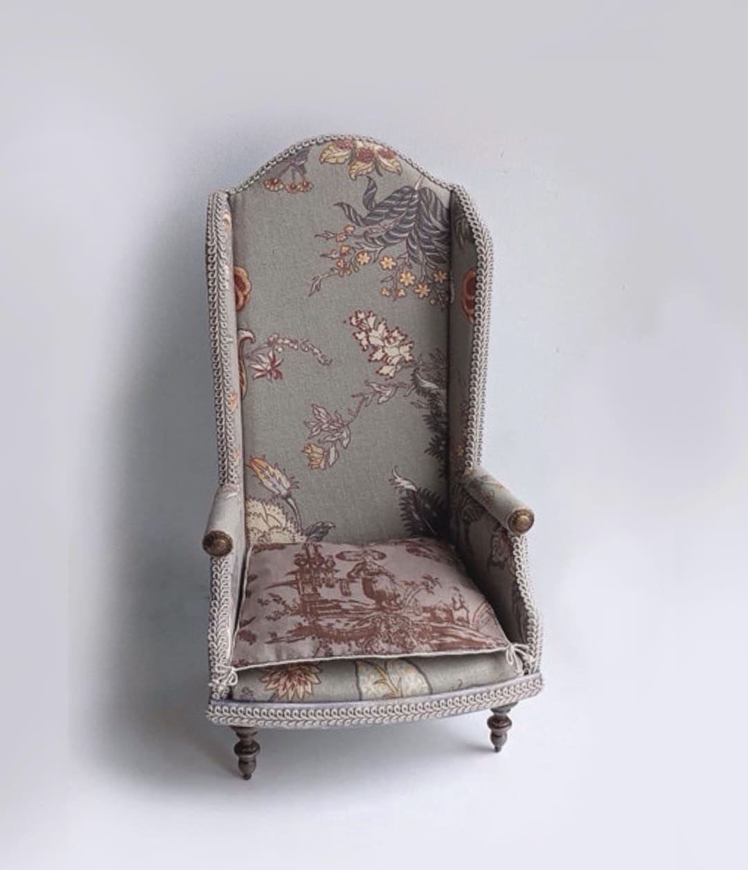Unique Doll Wing Chair. OOAK Dollhouse Wing Chair. Chair for Dolls and ...