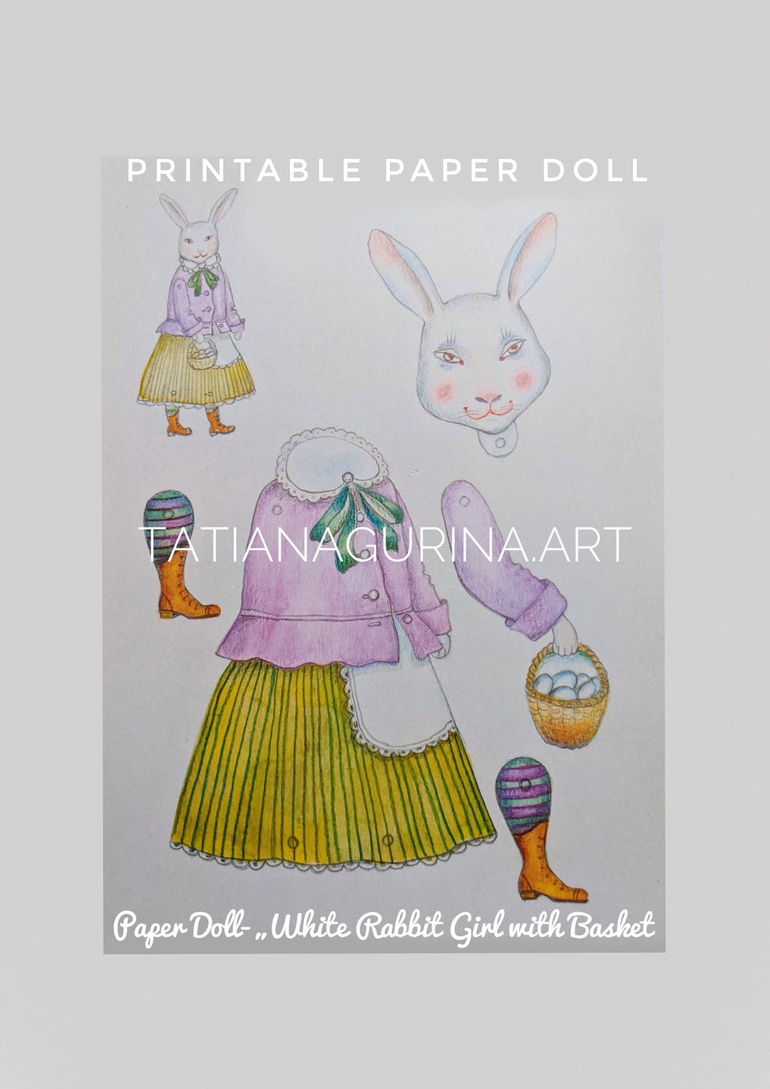 Printable Rabbit Girl Paper Doll: DIY Paper Ornament (digital Download ...