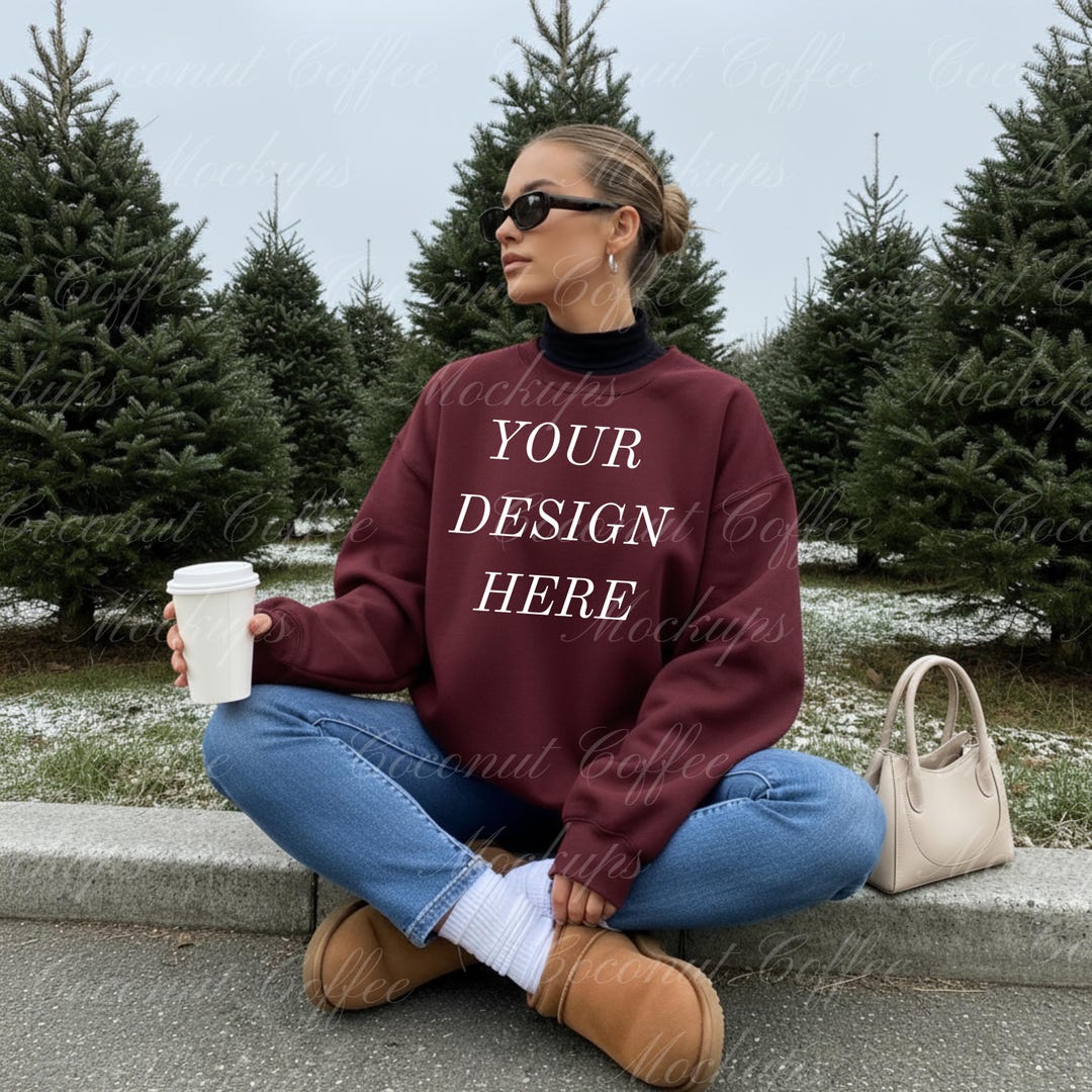 Gildan 18000 Maroon Crewneck Sweatshirt Mockup (digital Download) - Etsy