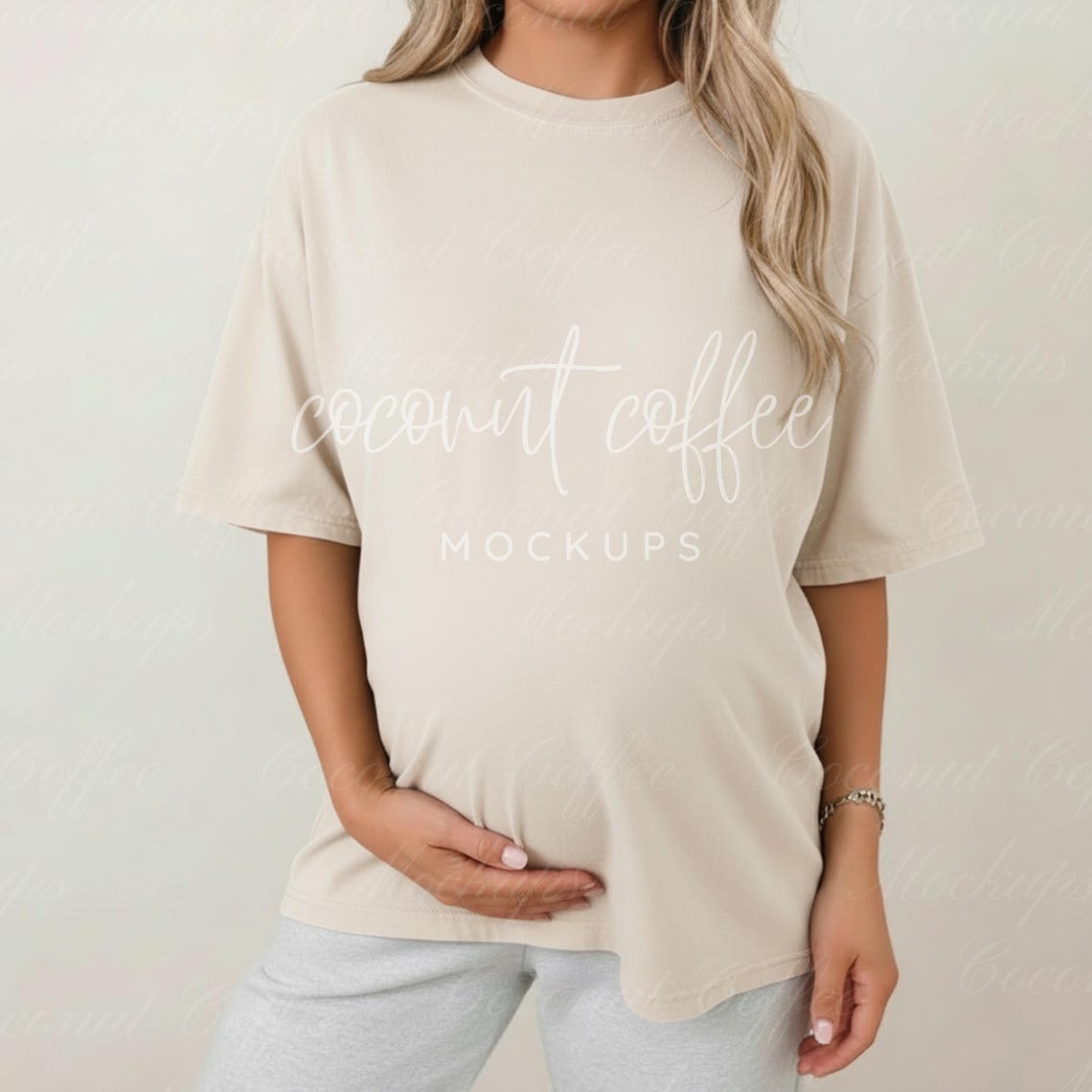 Comfort Colors Maternity C1717 T-shirt Mockup: Ivory Pregnancy Mock ...