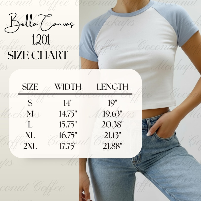 Bella Canvas 1201 Baby Tee Size Chart: Aesthetic 1201BE Sizing Guide ...