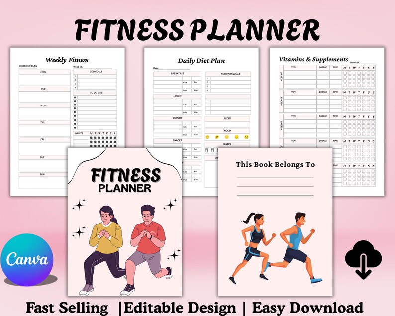 Printable Fitness Planner | Workout & Exercise Tracker | Health ...
