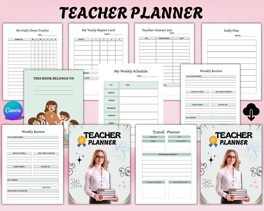 Printable Teacher Planner | Lesson & Classroom Organizer | Daily Weekly ...