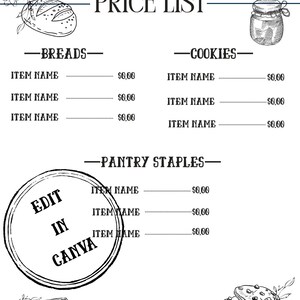 Customizable Price List Template (canva Editable, Digital Download) - Etsy