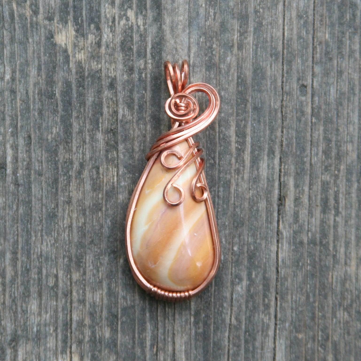 Hickoryite Banded Rhyolite Gemstone Cabochon Pendant Necklace Copper ...