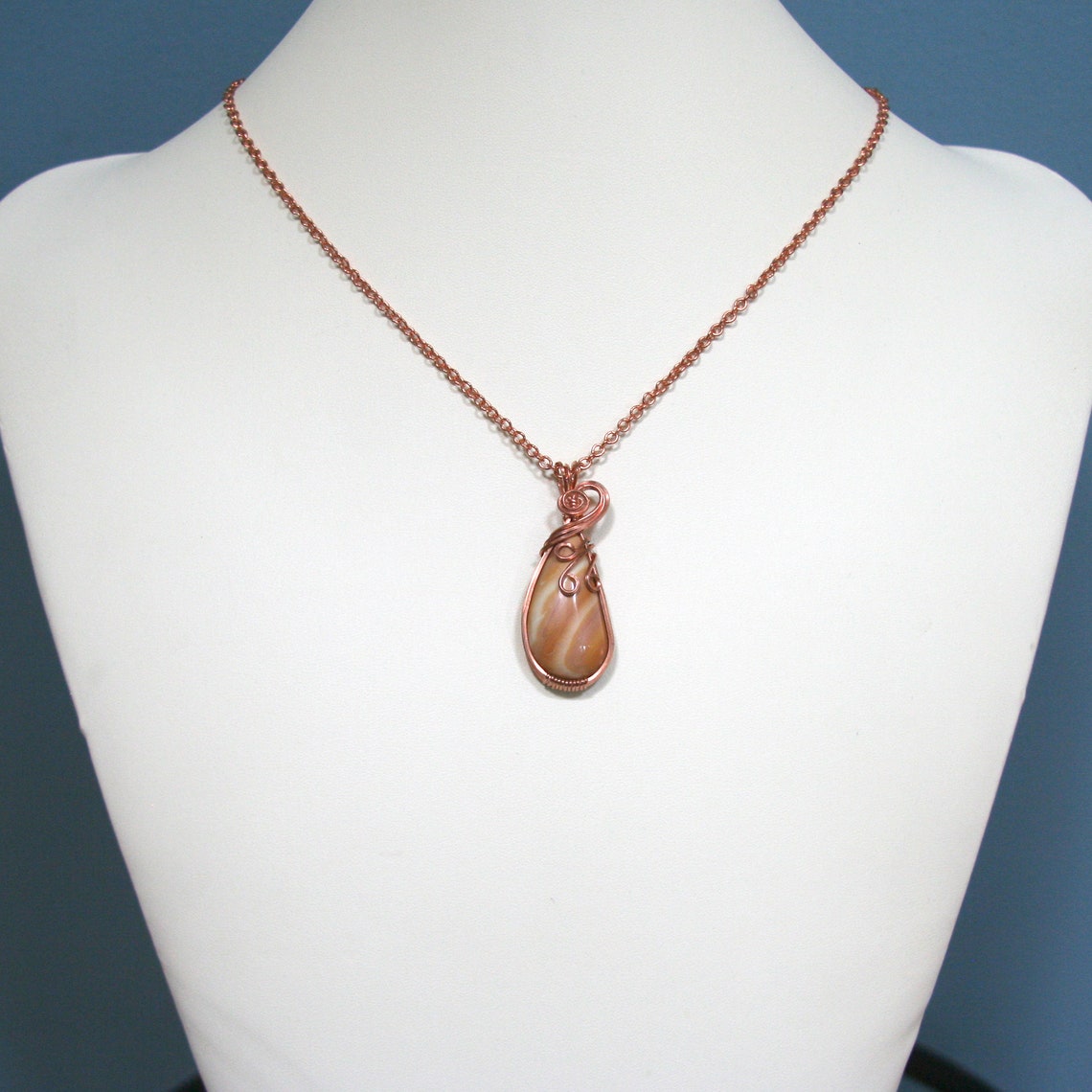 Hickoryite Banded Rhyolite Gemstone Cabochon Pendant Necklace Copper ...