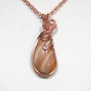 Hickoryite Banded Rhyolite Gemstone Cabochon Pendant Necklace Copper ...
