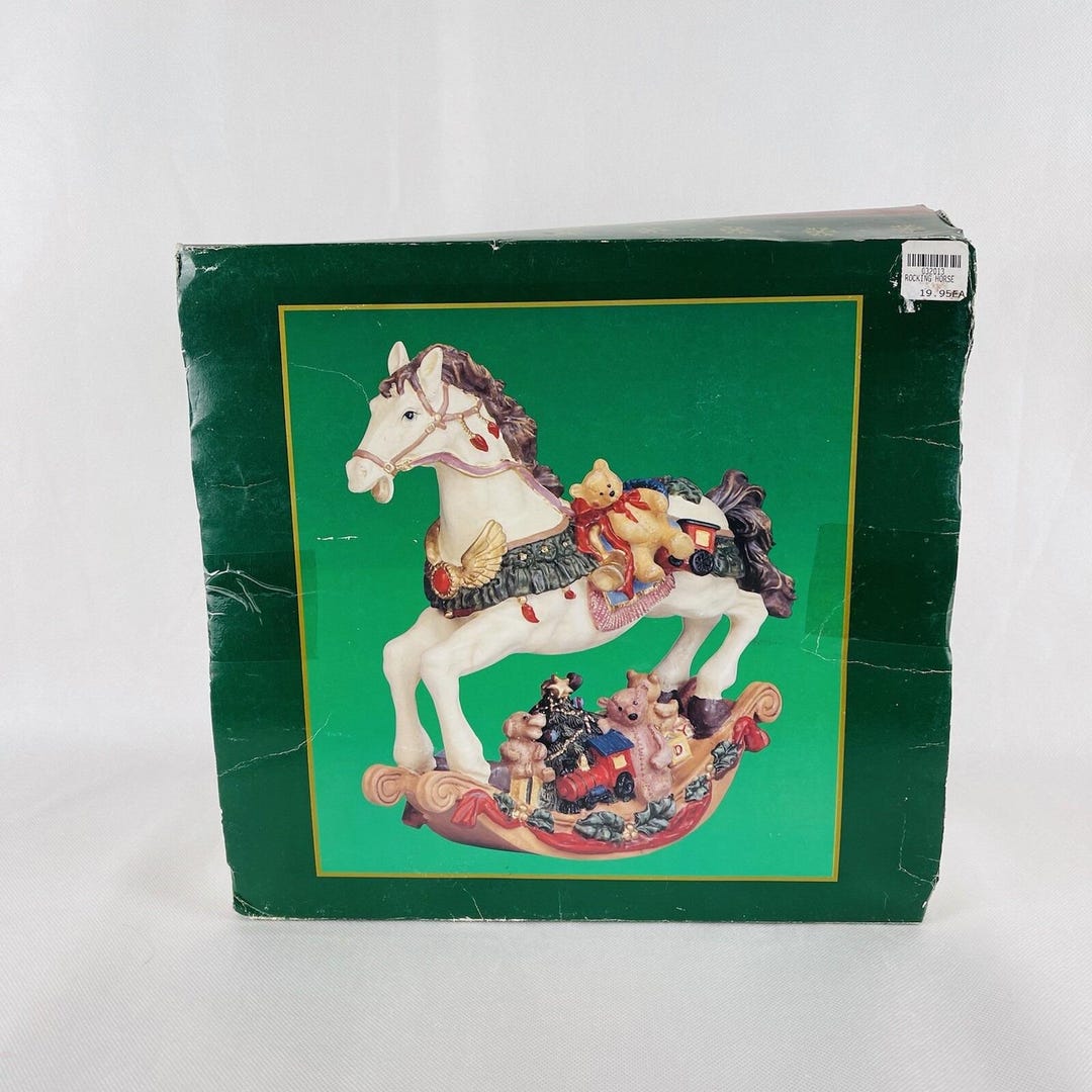 Vintage, Cedar Creek Collection, Christmas Rocking Horse Bears Statue ...