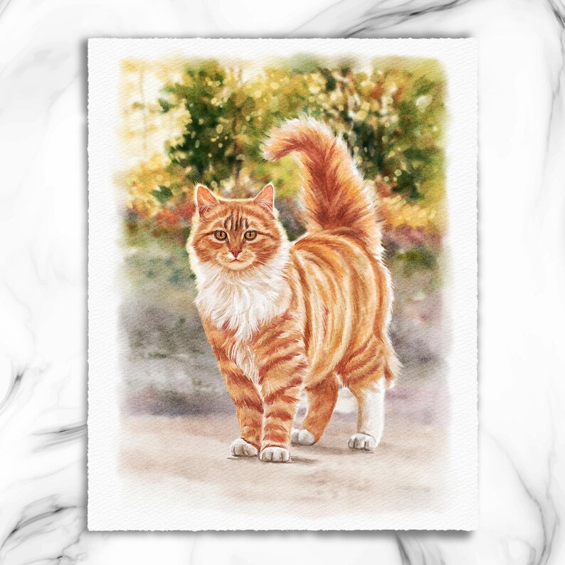Personalized Pet Portrait From Photo, Hand-painted Watercolor Cat ...