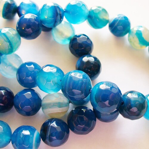 Deep Blue Fire Agate High Quality in Faceted Round 8-10mm - Etsy