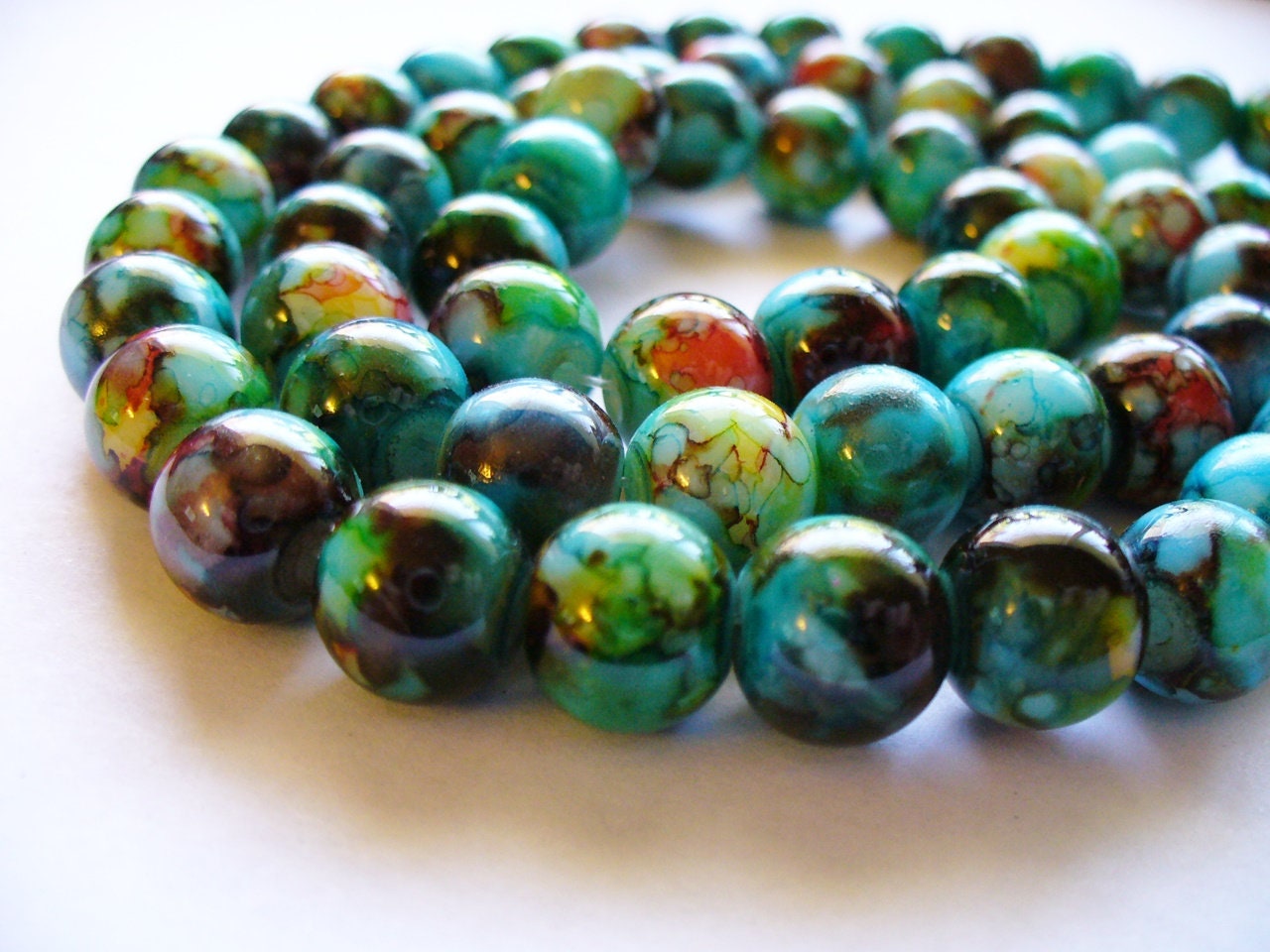 Glass Beads Multi Colored Round 10MM - Etsy