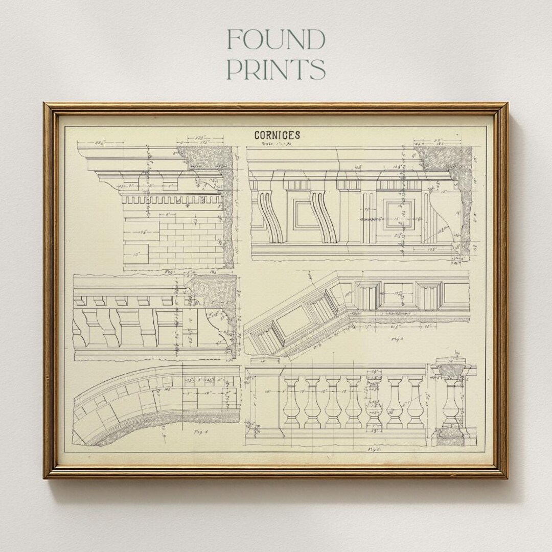 Cornices (antique Edition) – Vintage Architectural Drafting Print (1899 ...