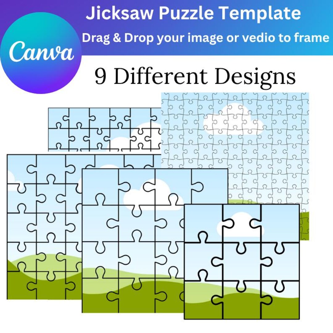 Jigsaw Puzzle Canva Frame Template, 9 Designs (digital Download) - Etsy