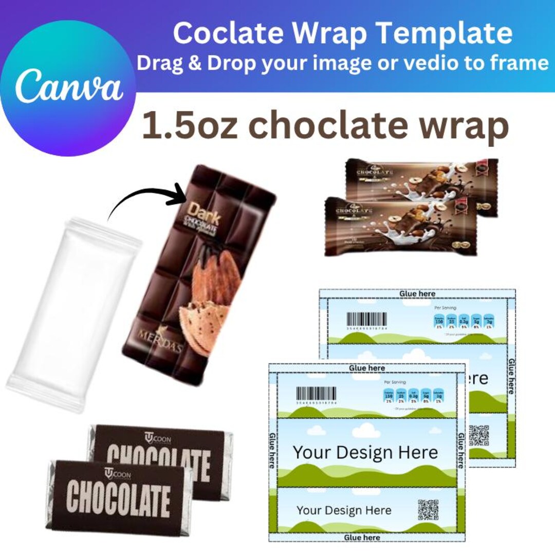 Chocolate Bar Wrapper Template Bundle: Canva Label (digital Download ...