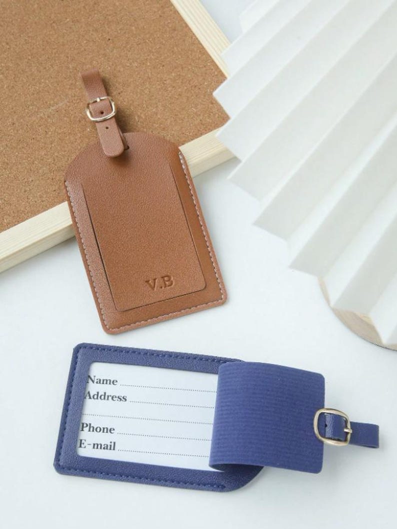 Custom Initials Vegan Leather Luggage Tag, Personalized Monogram - Etsy