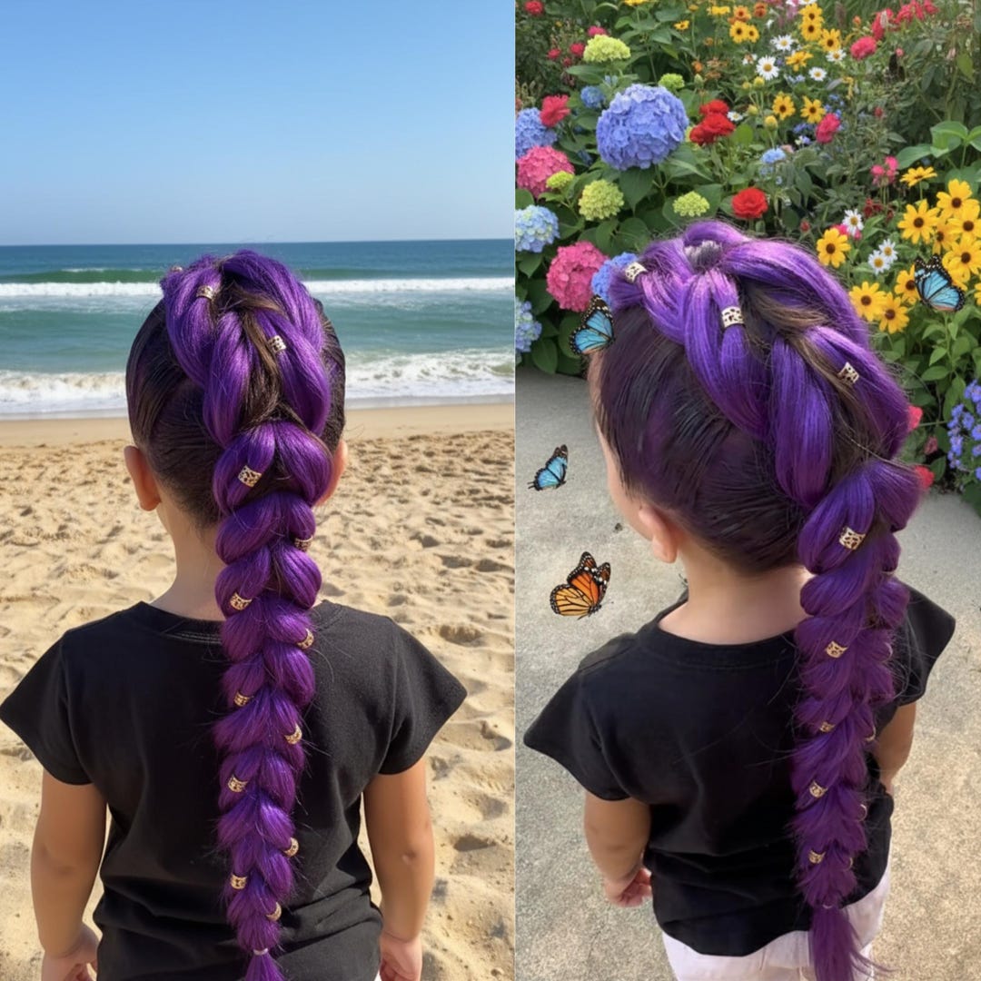 Rumi K Pop Demon Hunters Huntrix Purple Braiding Braid Hair, Wig ...
