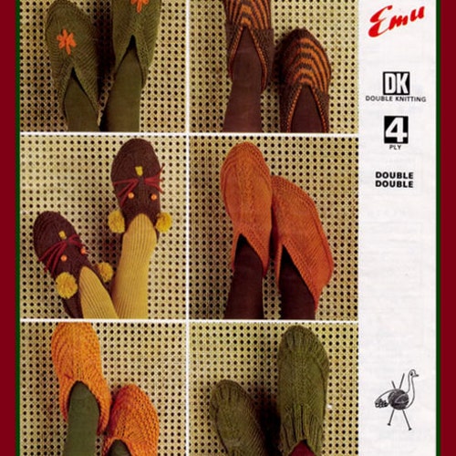 Slippers Vintage Knitting Pattern Instant Download - Etsy