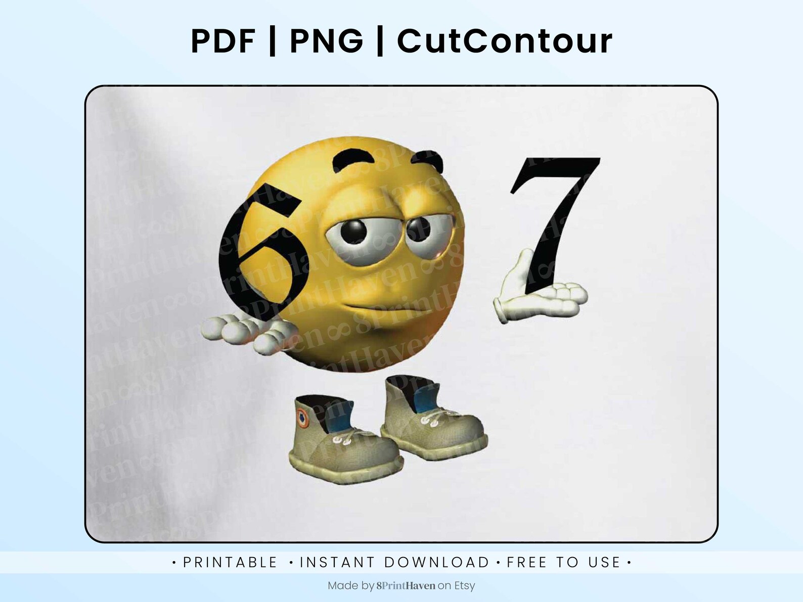 Six Seven Meme PDF PNG: Funny Emoji Hand Clipart (digital Download) - Etsy