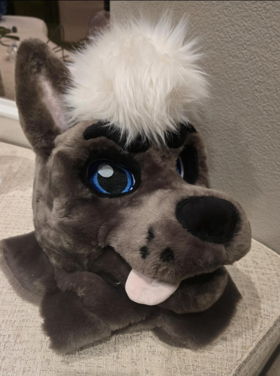 3D Printed Faux Fur Pitt Bull Partial Fursuit Head With Squeeker Paws ...