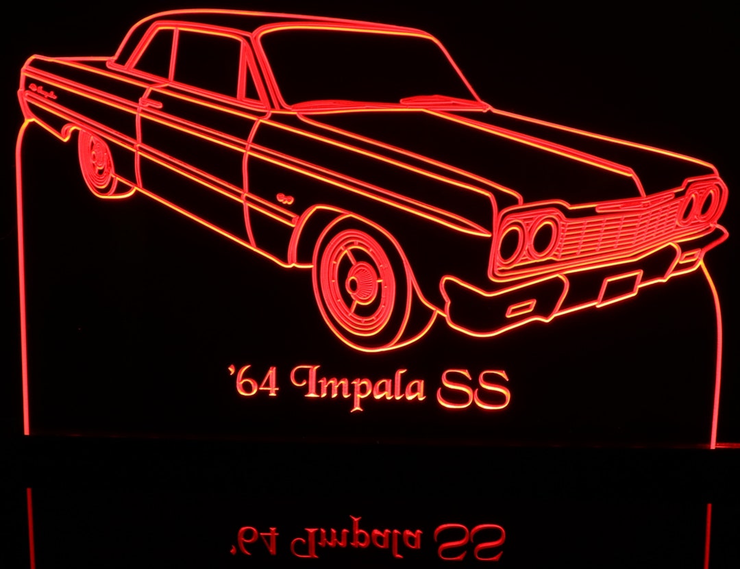 1964 Impala SS 2 Door Hardtop Acrylic Lighted Edge Lit LED Sign Plaque ...