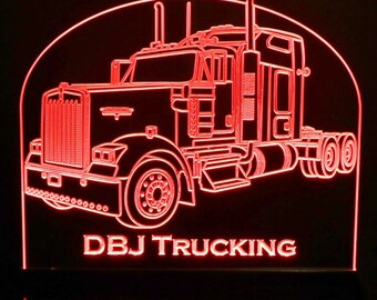 Semi Truck Sleeper Acrylic Lighted Edge Lit LED Sign add Your | Etsy