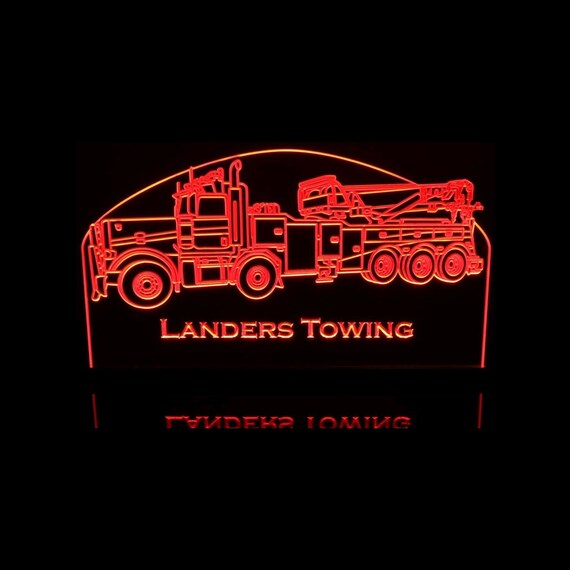 Wrecker Tow Truck Acrylic Lighted Edge Lit LED Sign add Your | Etsy