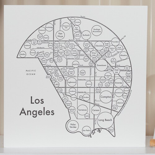 Los Angeles Neighborhood Map Screen Print - Etsy