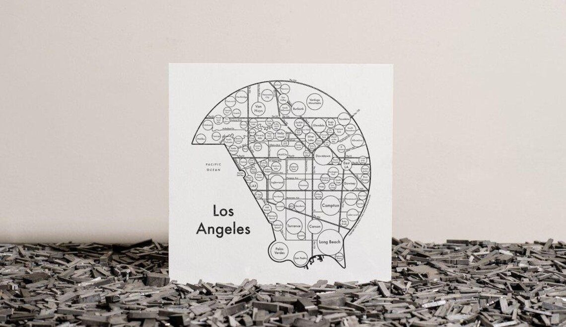 Los Angeles Neighborhood Map Screen Print - Etsy