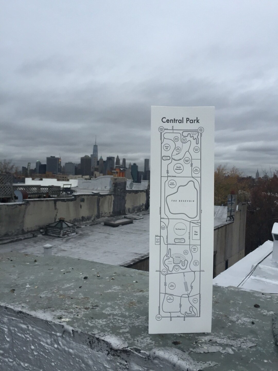 Central Park Map Letterpress Print - Etsy
