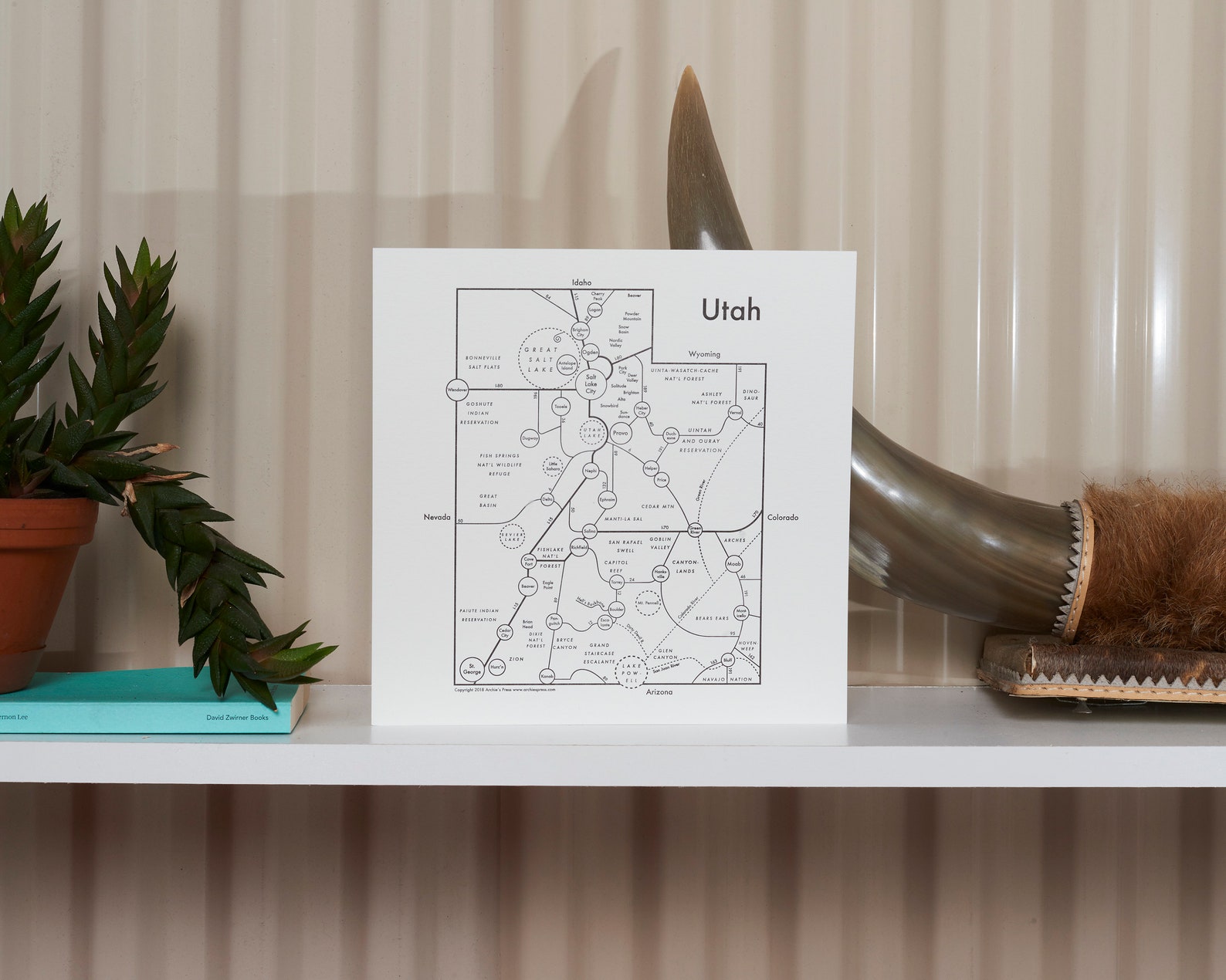 Utah Map Print 8x8 Letterpress Print - Etsy