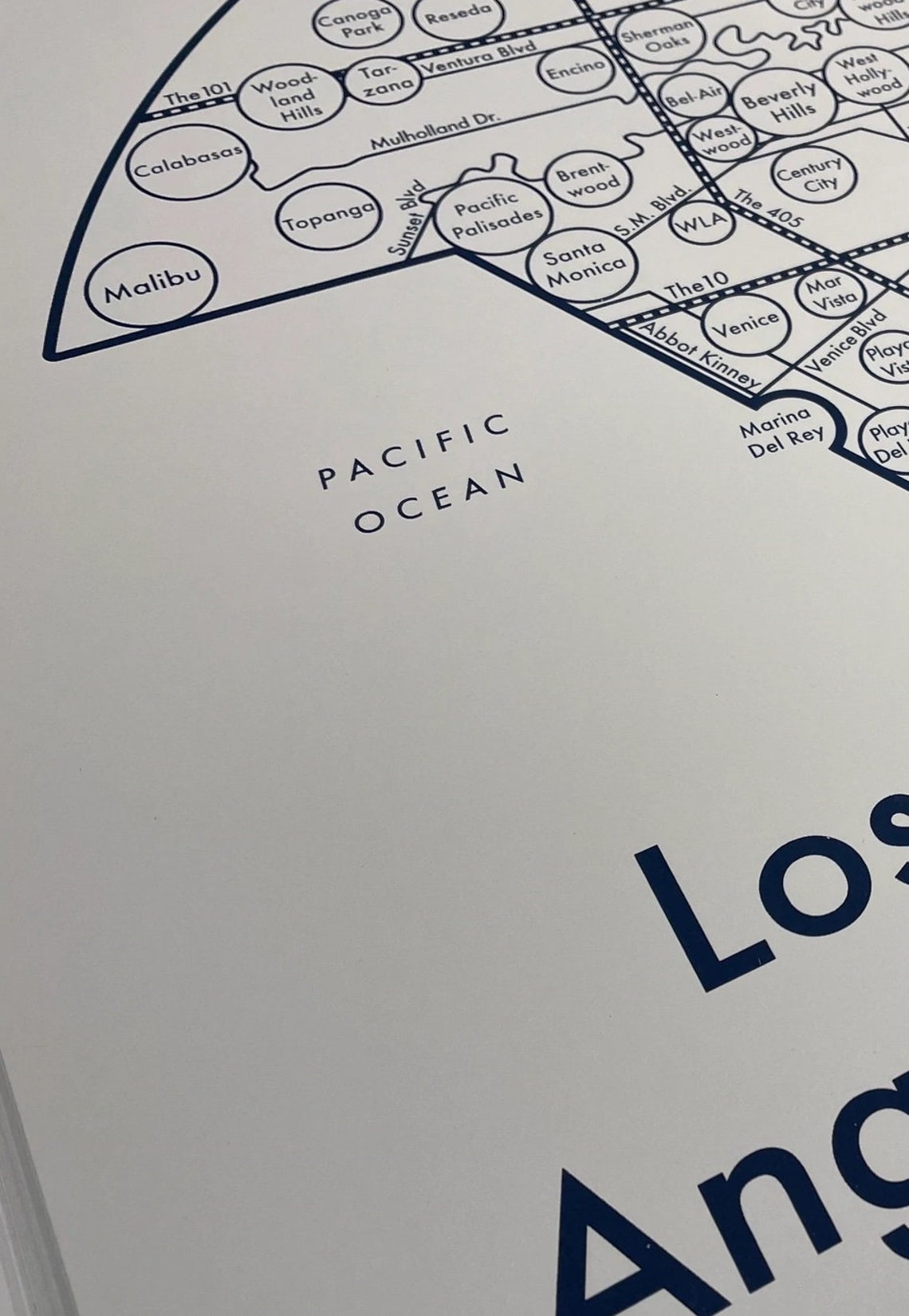 Los Angeles Neighborhood Map Screen Print - Etsy