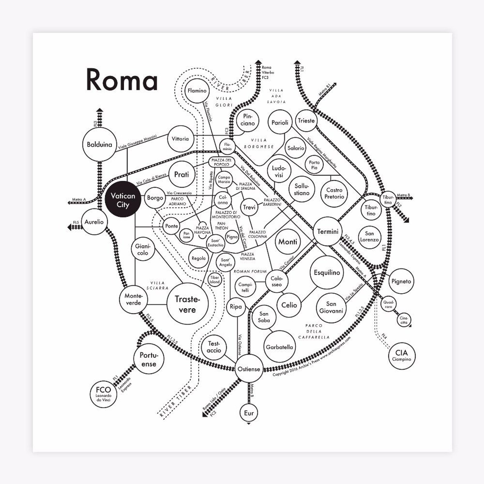 Rome Map Letterpress Print 8x8 - Etsy
