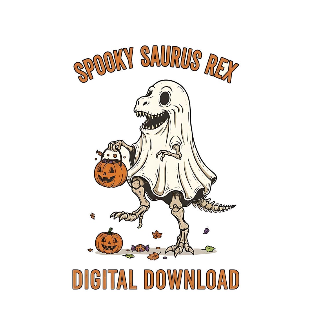 Spooky Ghost T-rex PNG: Halloween Dinosaur Clipart (digital Download ...