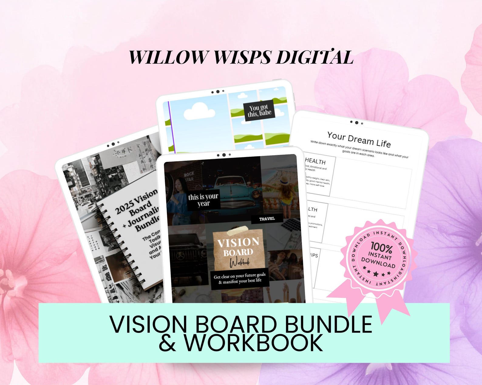 2026 Vision Board Bundle Canva Template | Vision Journal ...