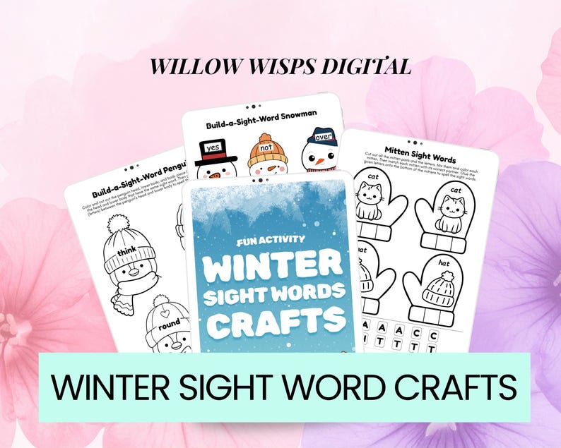 Winter Phonics and Sight Word Worksheets for Early Literacy Centers and ...