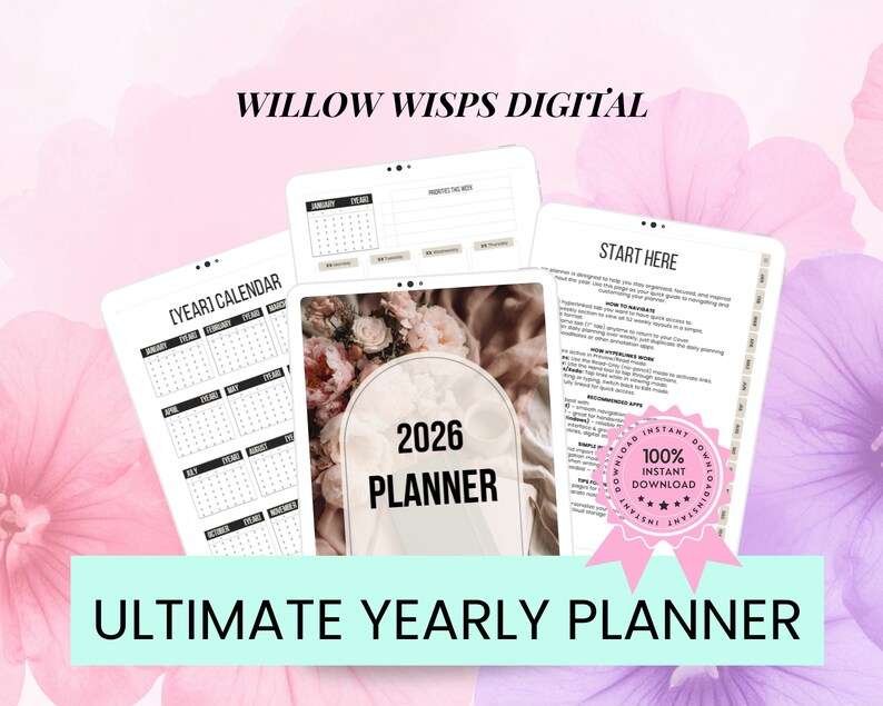 Minimalist 2026 Digital Planner Canva Template | Weekly, Daily & Self ...