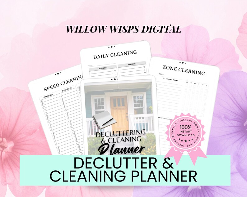 Decluttering & Cleaning Planner Canva Template | Daily, Weekly, Yearly ...