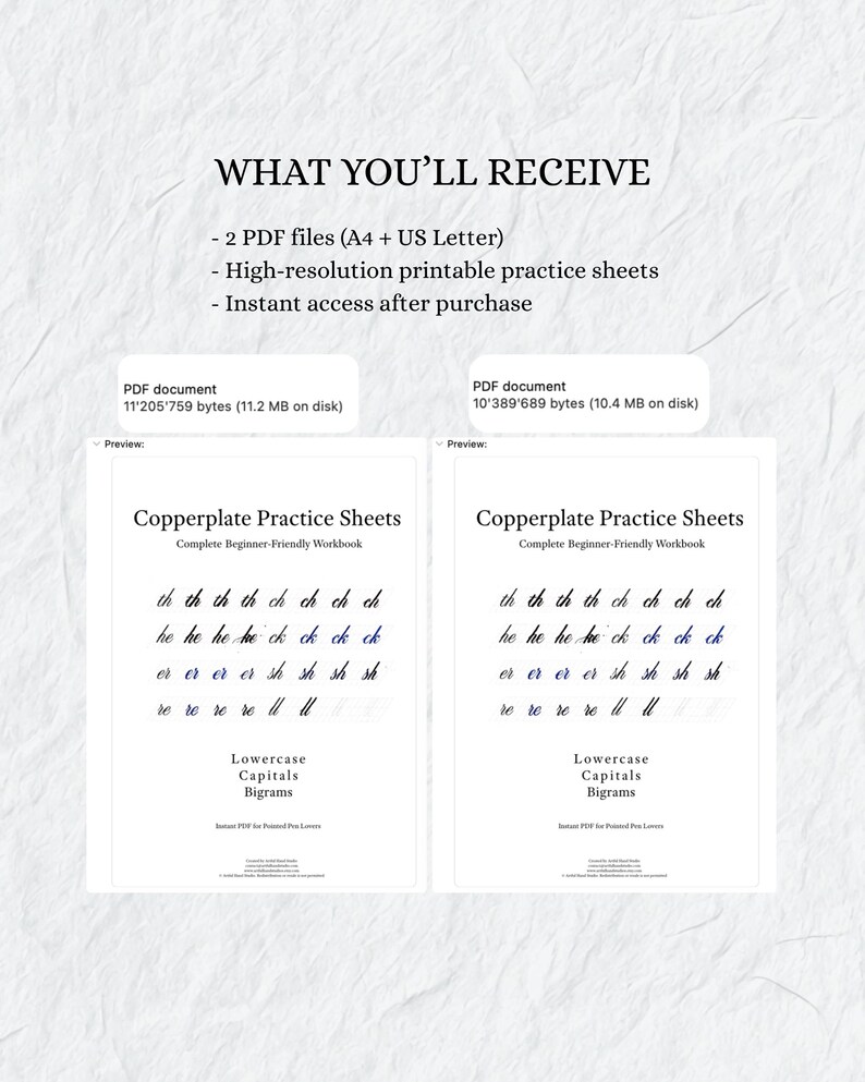 Copperplate Calligraphy Practice Sheets, Pointed Pen Workbook (PDF ...