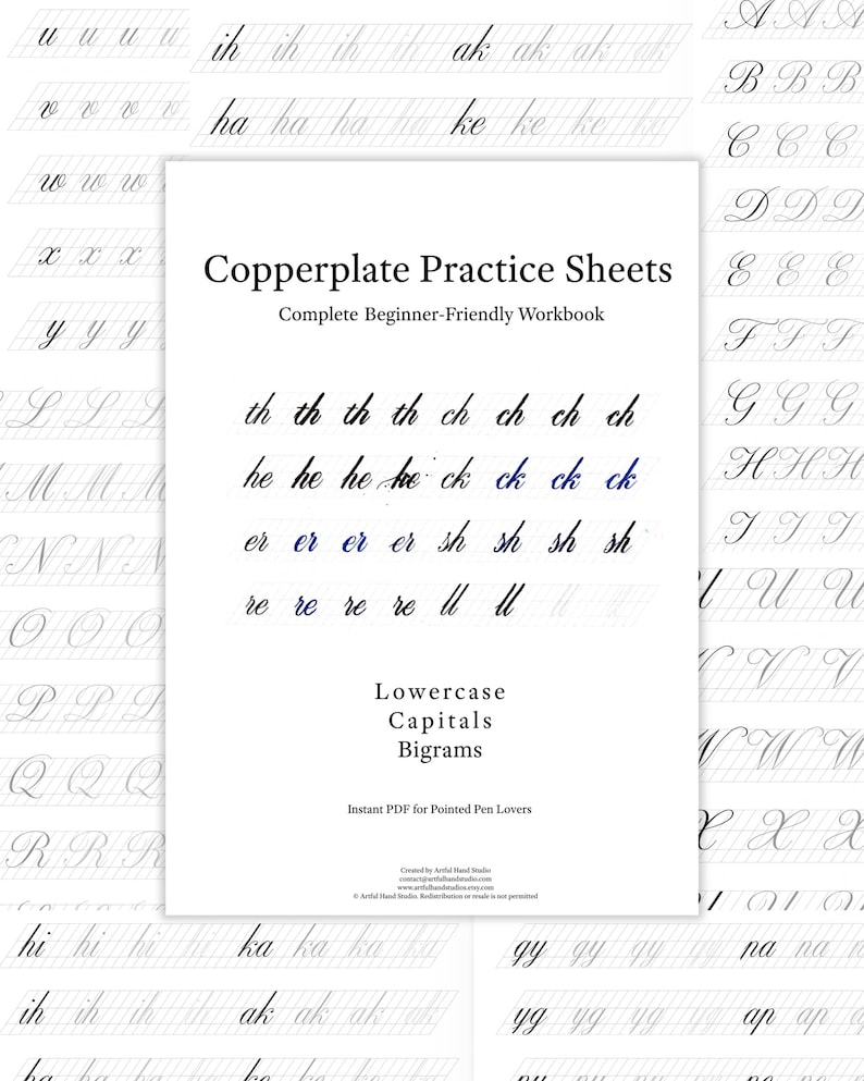 Copperplate Calligraphy Practice Sheets, Pointed Pen Workbook (PDF ...