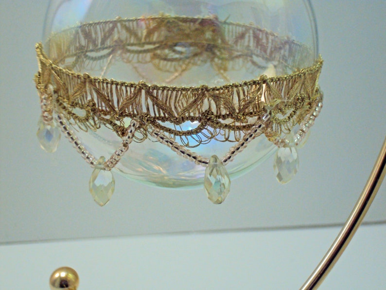 Christmas Ball AB Crystal Ball With Gold Trim and Dangling Crystals ...