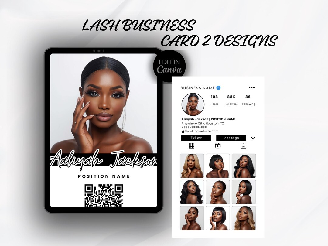 Lash Tech Business Card Template for Instagram Editable Canva Lash ...