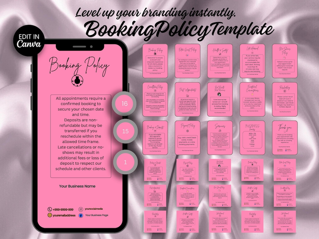 Editable Booking Policies Template Bundle Instagram Post Template ...