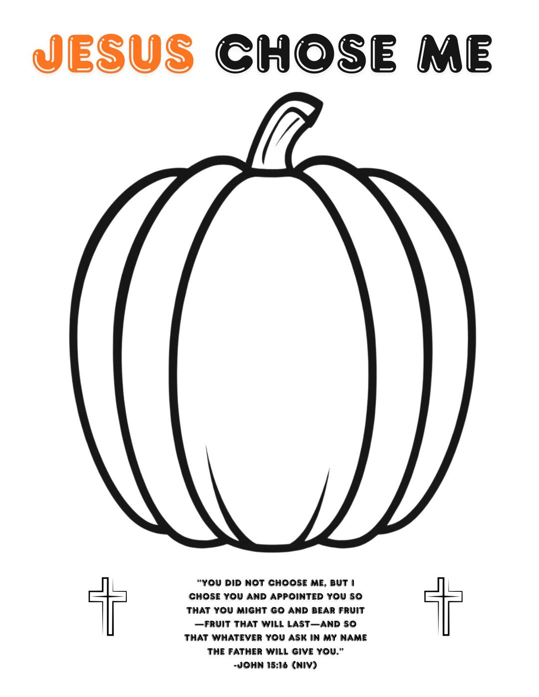 Fall Pumpkin Coloring Page | Christian Bible Verse Activity for Kids ...